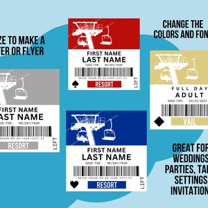 Retro Ski Lift Ticket Canva Template, Throwback, Lift Ticket, Mountain ...