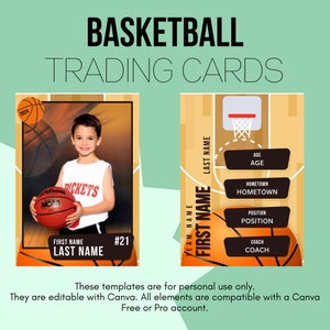 Custom Basketball Trading Card Template Youth Basketball - Etsy