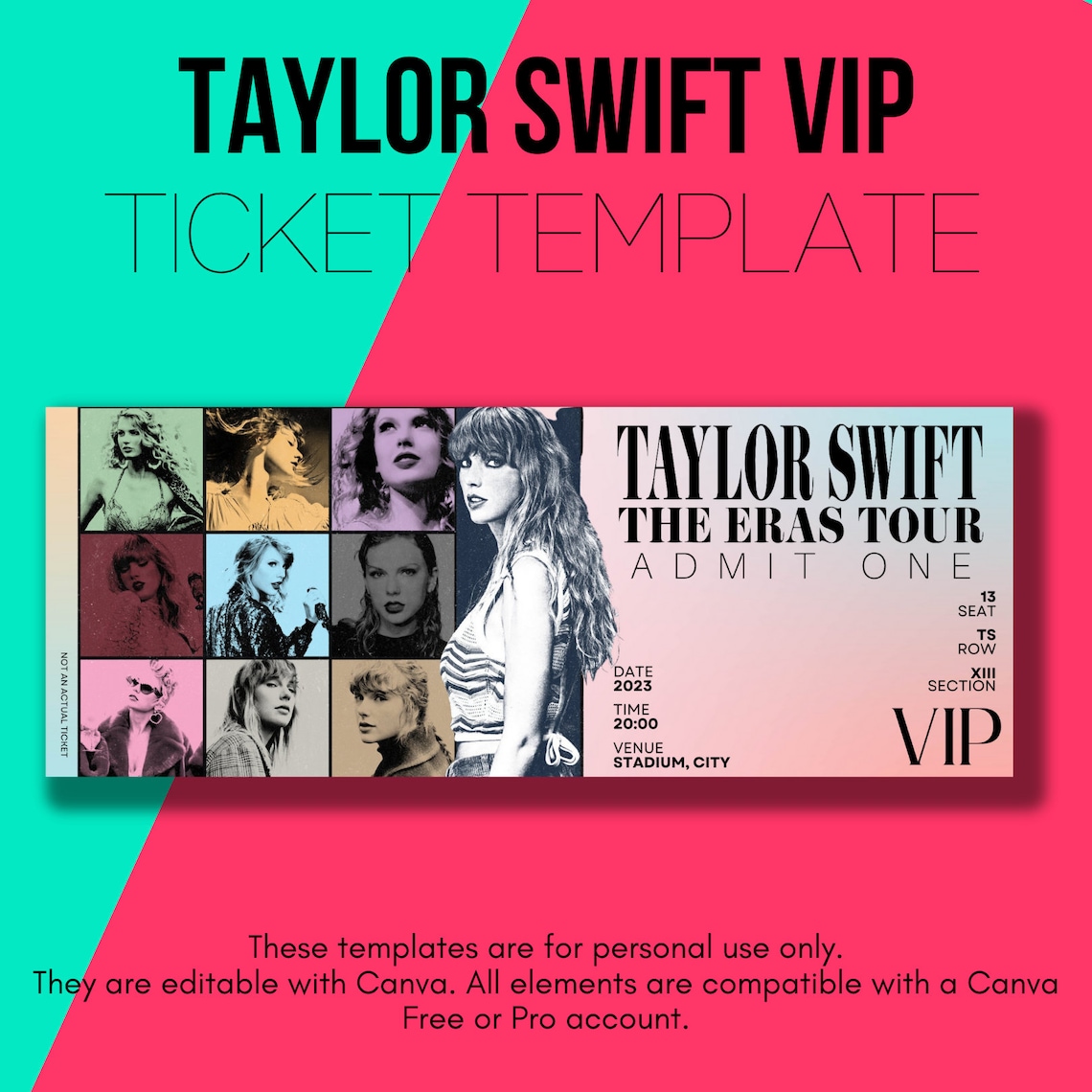 Taylor Swift Eras Tour VIP Ticket Template Taylor Swift Eras Tour ...