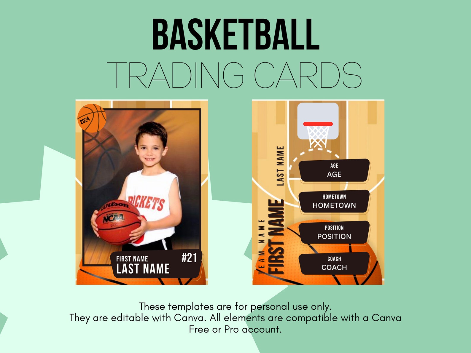 Custom Basketball Trading Card Template Youth Basketball Make Your Own ...