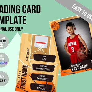 Custom Basketball Trading Card Template Youth Basketball - Etsy