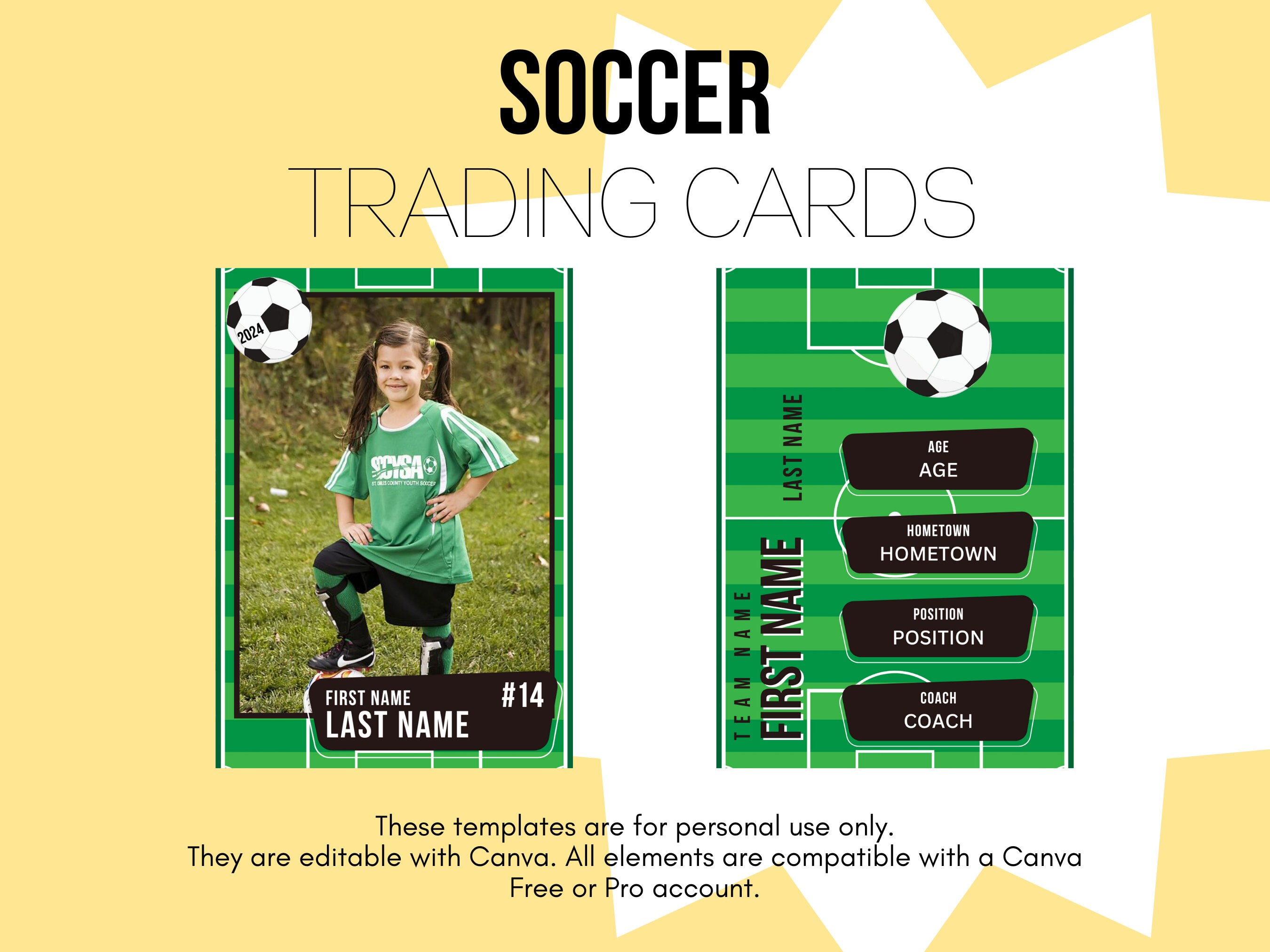 Custom Soccer Trading Card Template Youth Soccer Make Your Own Trading ...