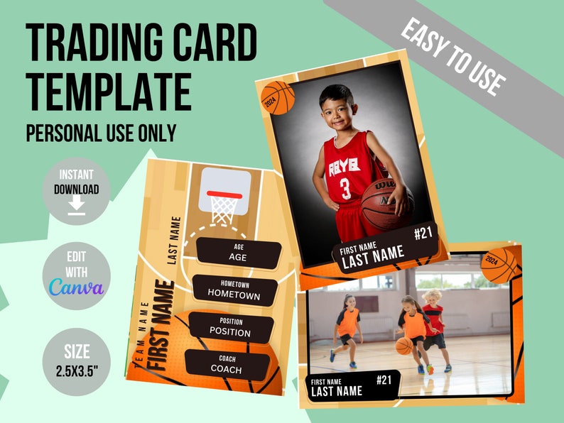 Custom Basketball Trading Card Template Youth Basketball Make Your Own ...