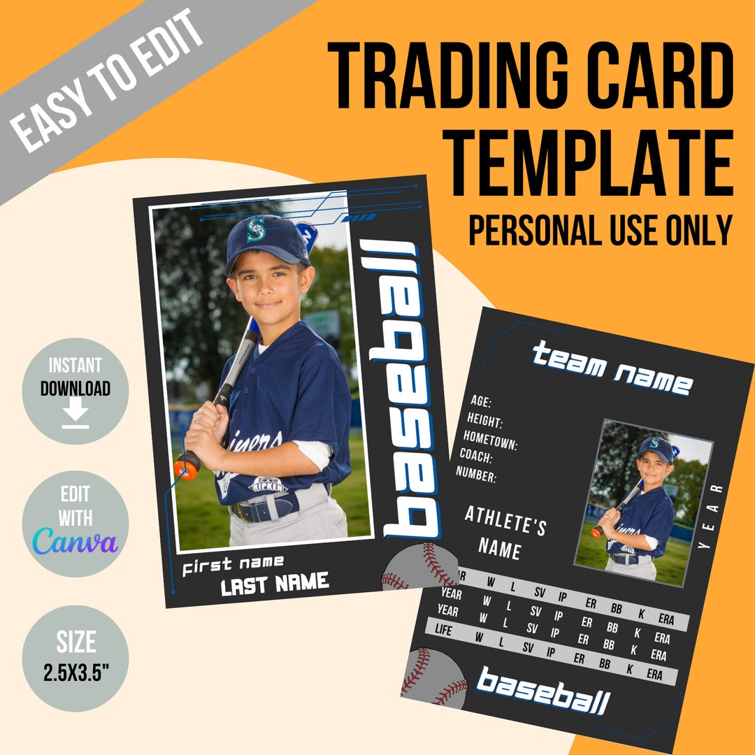 Techno Baseball Card Template, Trading Card Template, Unique Design ...