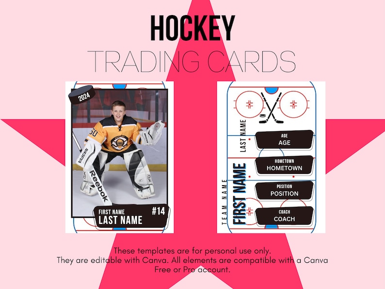 Custom Hockey Trading Card Template Youth Hockey Make Your Own Trading ...