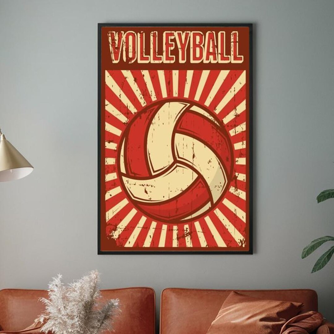 Volleyball Sport Retro Pop Art Poster Signage Free Poster Paper Vintage ...
