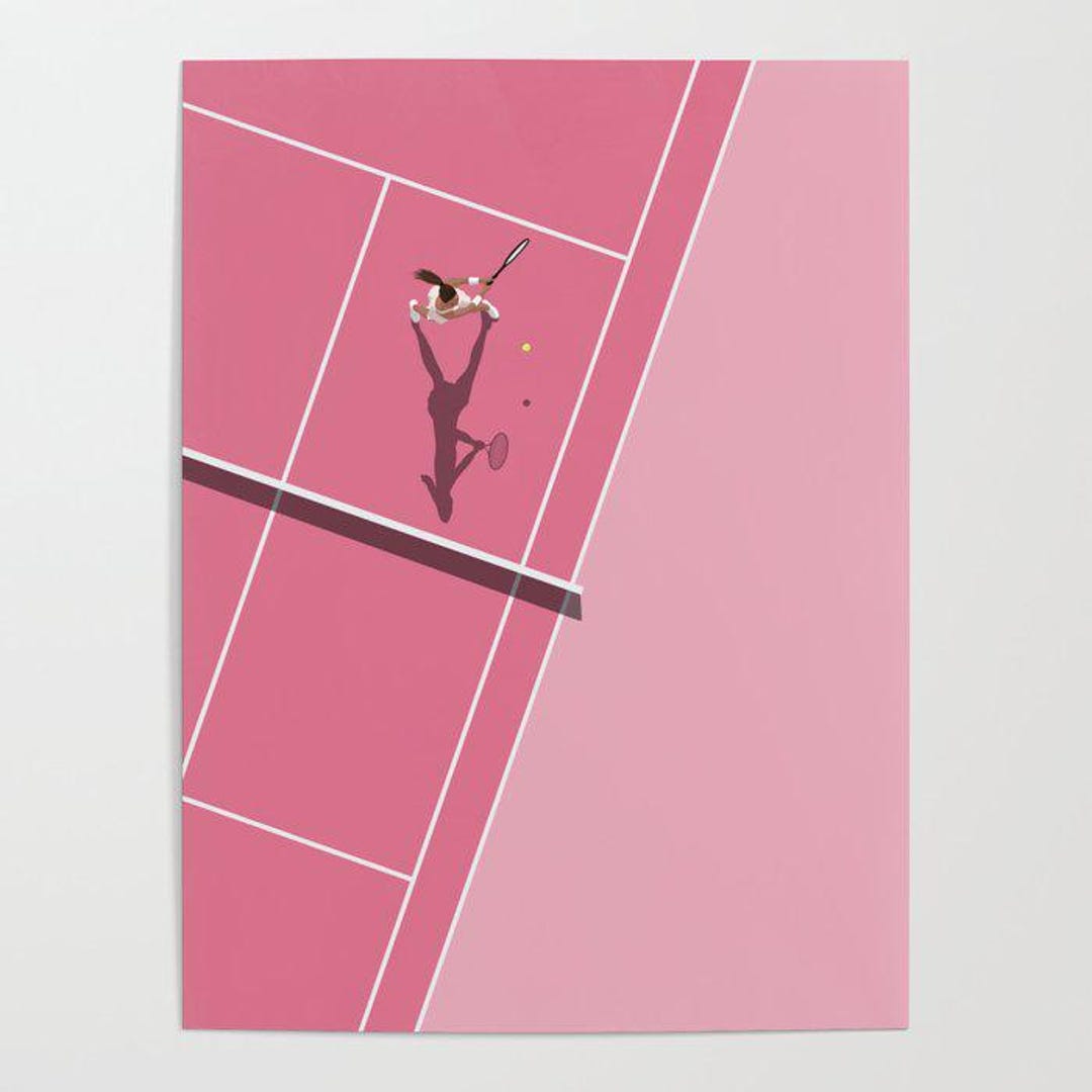 Pink Tennis Court Poster No Frame , Cute Bedroom Decor, Pink Decor - Etsy