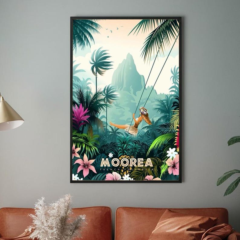 Moorea French Polynesia Poster Paper Vintage No Frame Gift for Family ...