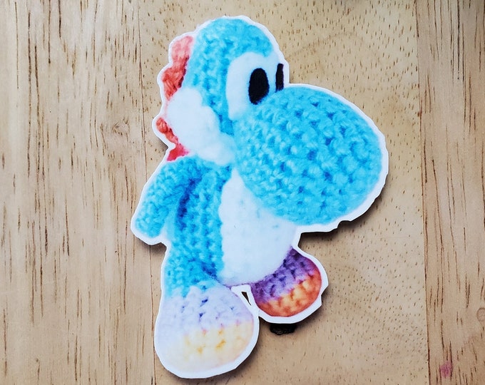 Blue Yoshi Sticker - Crochet Amigurumi-style Super Mario Sticker - Etsy