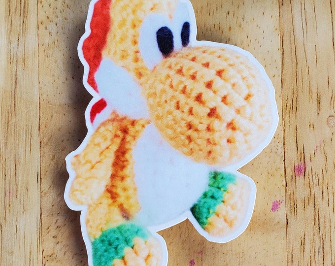 Yellow Yoshi Sticker - Crochet Amigurumi Super Mario Sticker - Handmade ...