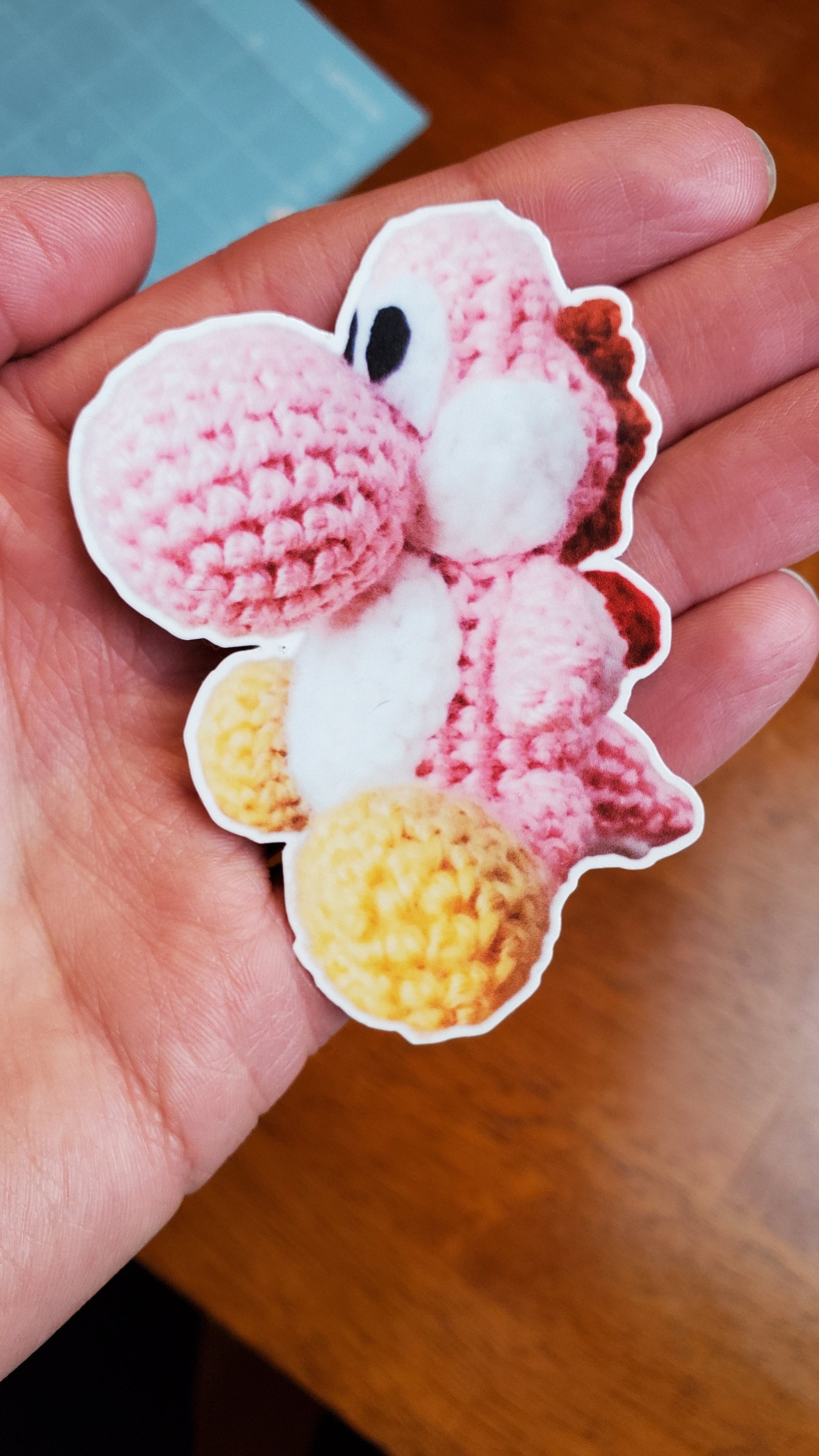 Pink Yoshi Sticker Crochet Amigurumi-style Super Mario Sticker - Etsy