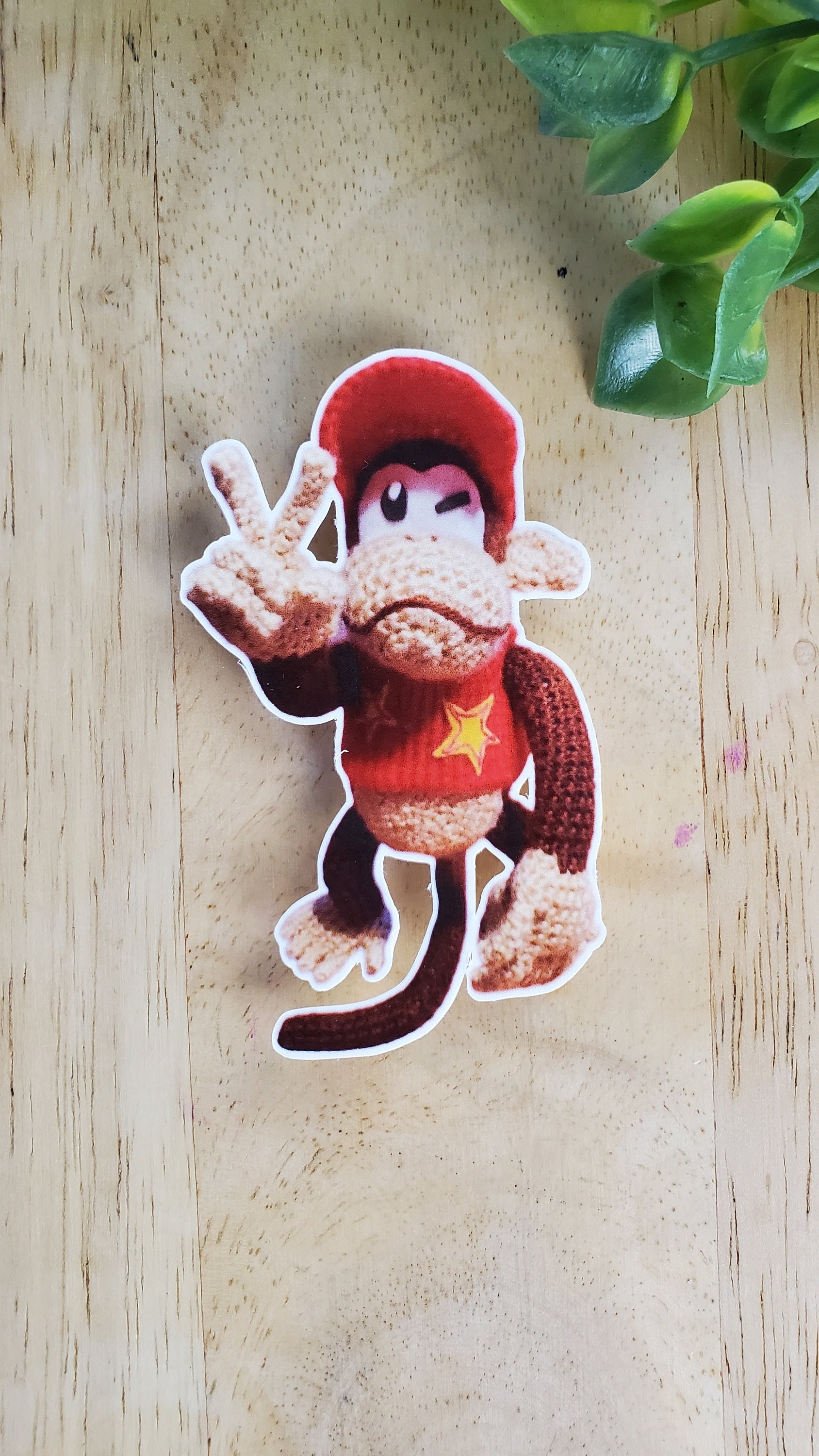 Diddy Kong Sticker - Peace Sign - Crochet Amigurumi-style Sticker - Etsy
