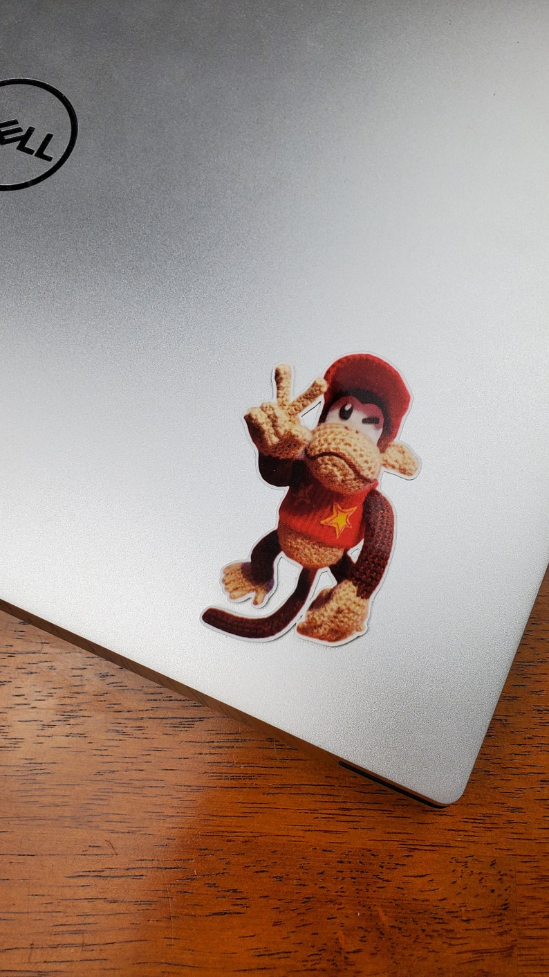 Diddy Kong Sticker - Peace Sign - Crochet Amigurumi-style Sticker - Etsy
