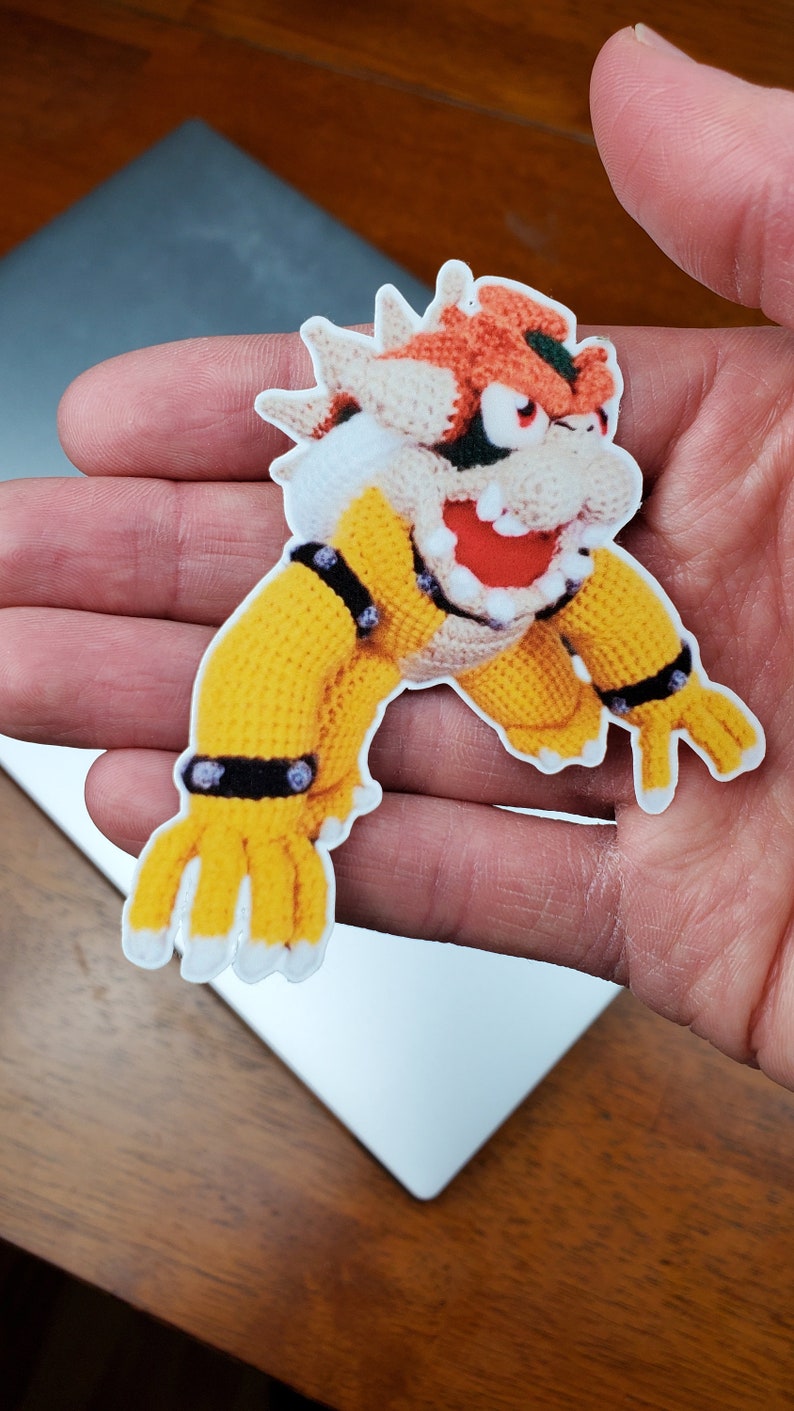 Bowser Sticker Crochet Amigurumi-style Super Mario Sticker - Etsy