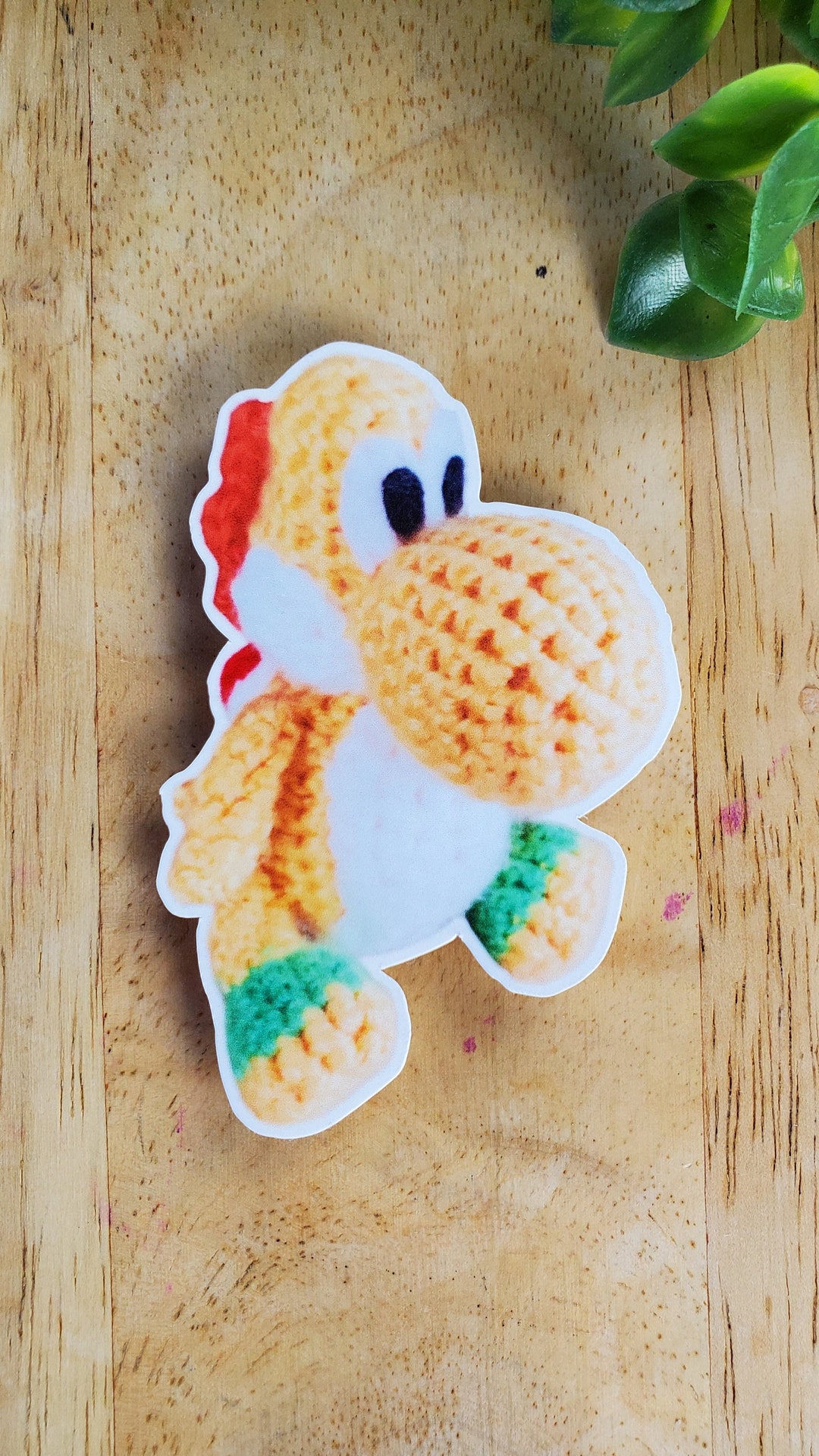 Yellow Yoshi Sticker - Crochet Amigurumi Super Mario Sticker - Handmade ...