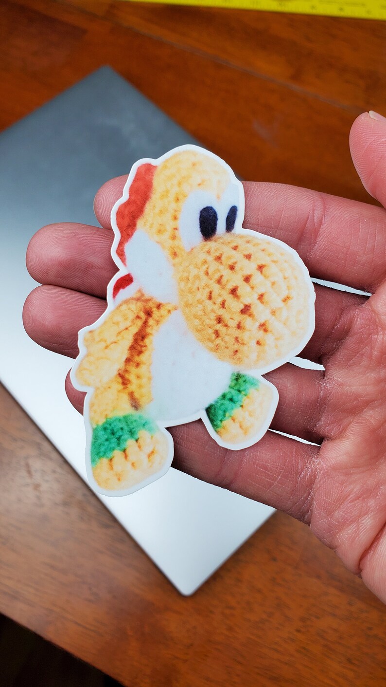Yellow Yoshi Sticker Crochet Amigurumi-style Super Mario - Etsy