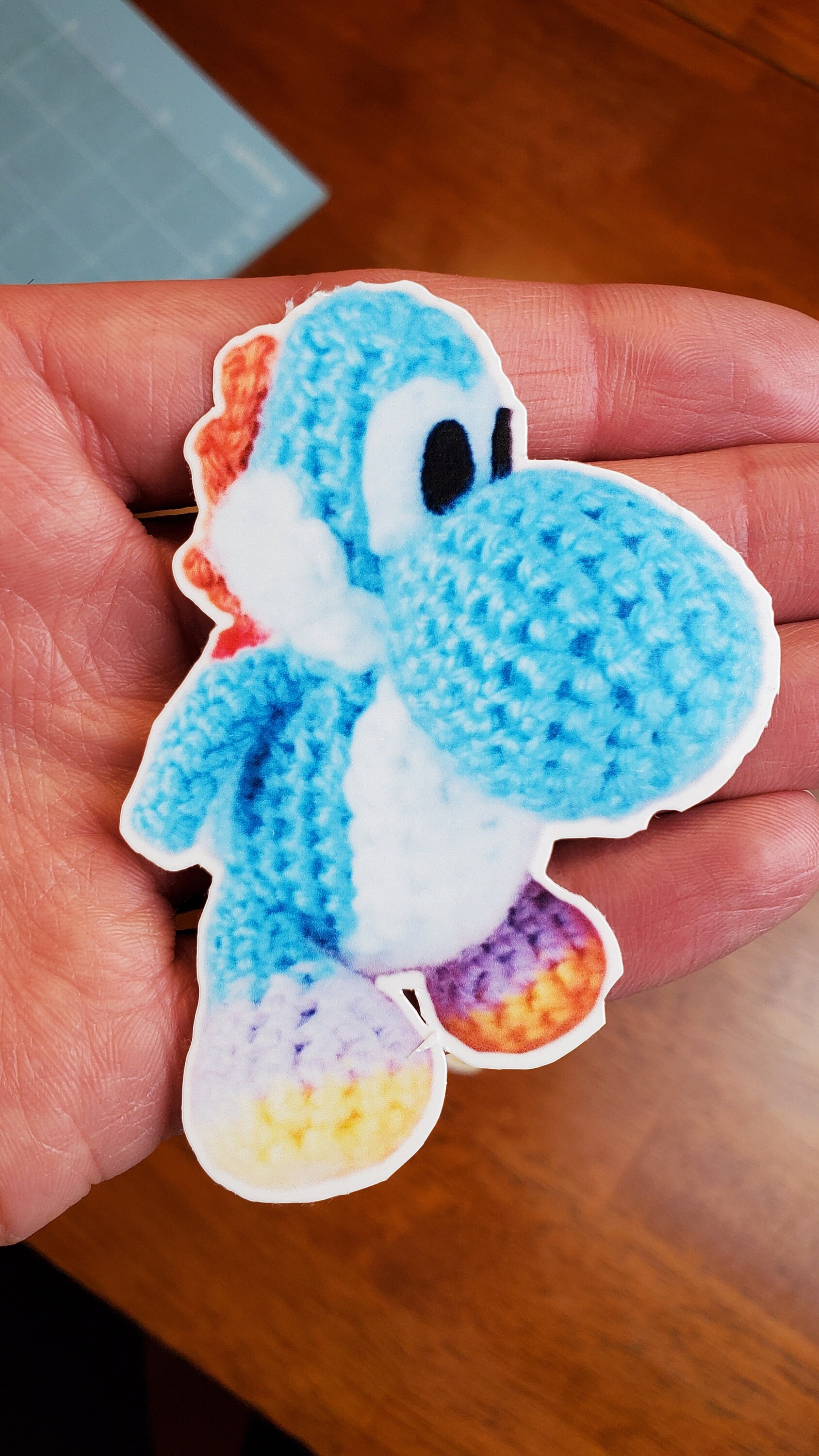 Blue Yoshi Sticker - Crochet Amigurumi-style Super Mario Sticker - Etsy