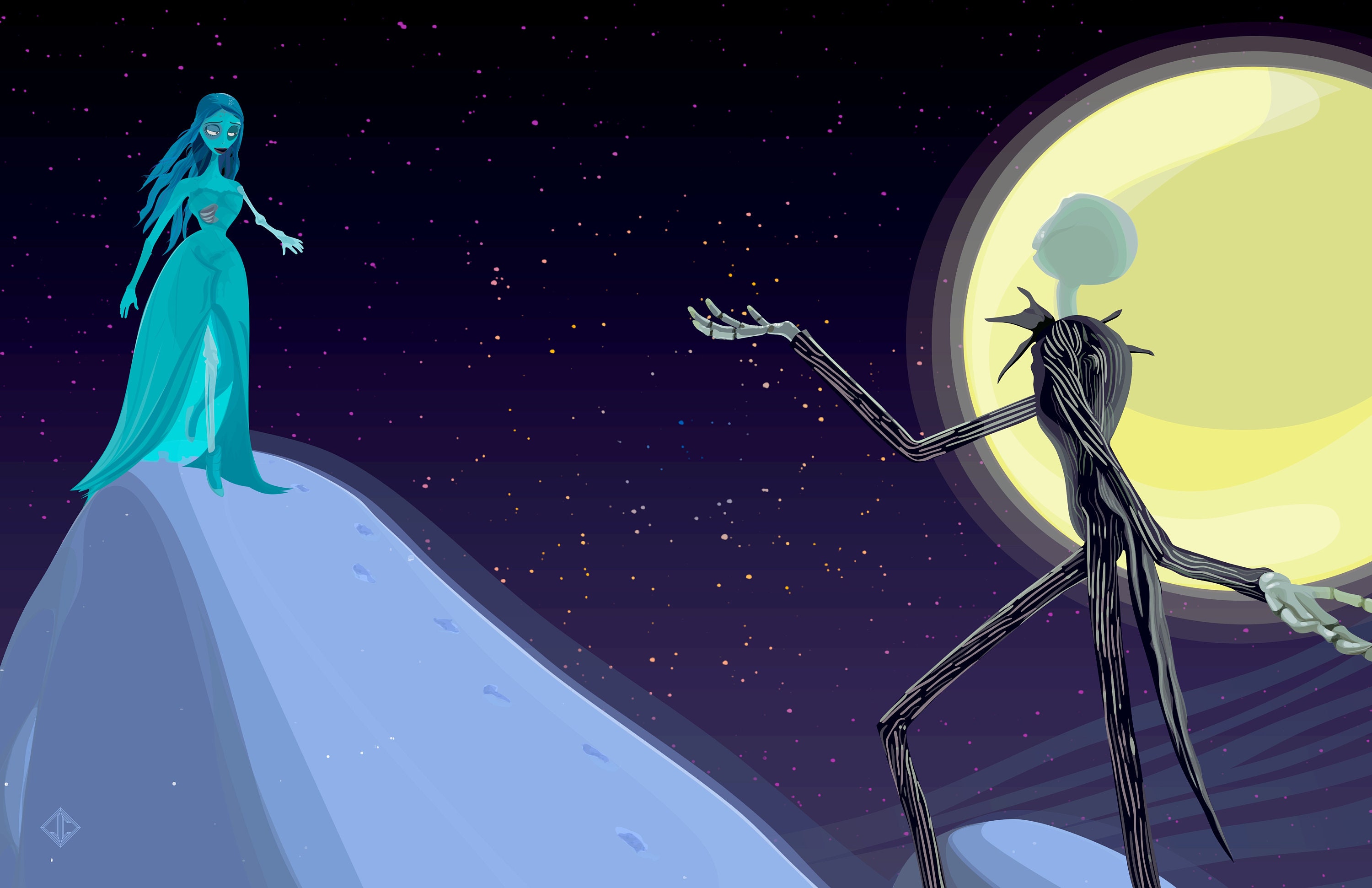 Jack Skellington y la novia cadáver 11 x 17 - Etsy España