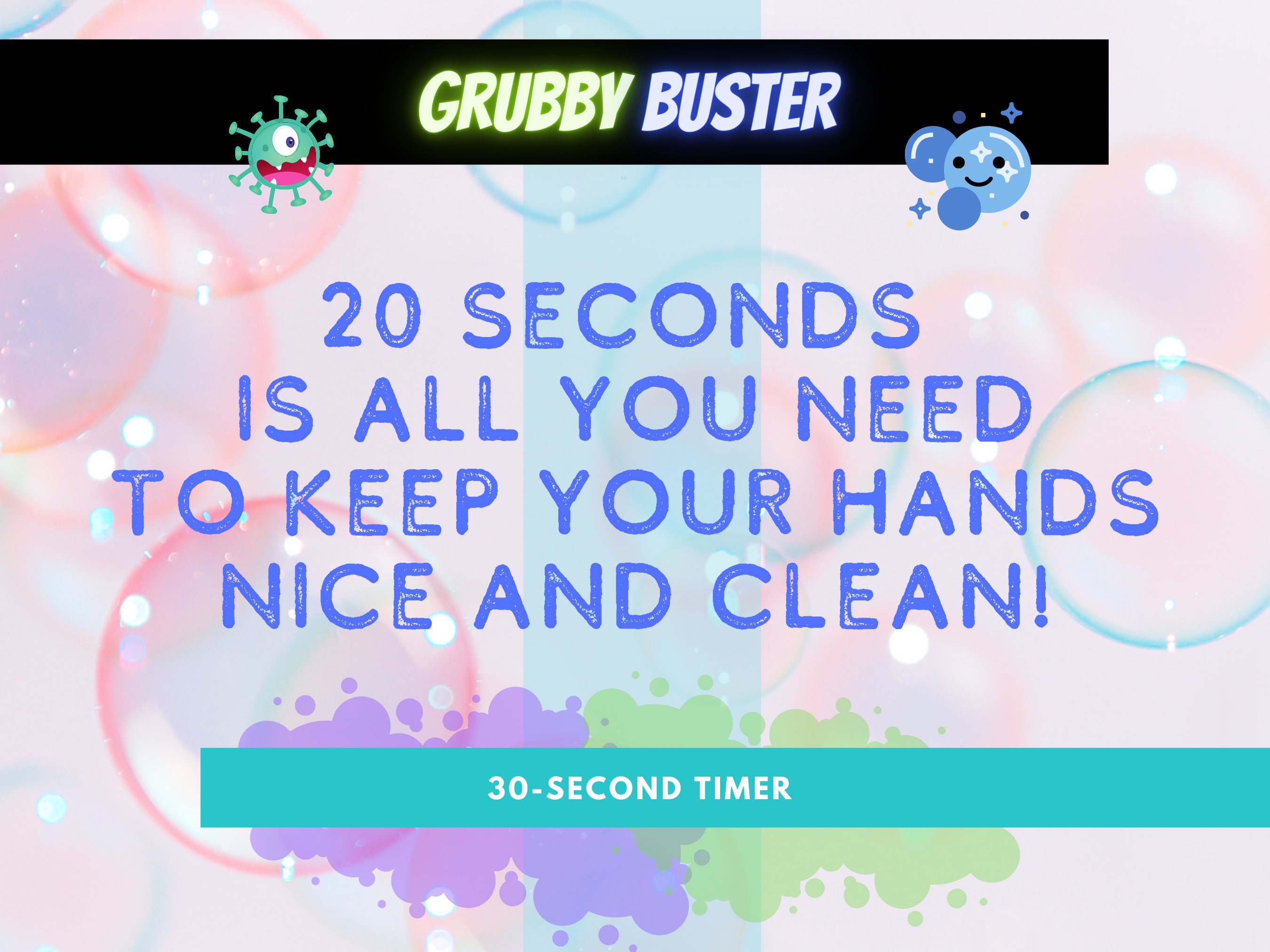 Hand Washing 30-second Timer "grubby Buster" (lime) - Etsy
