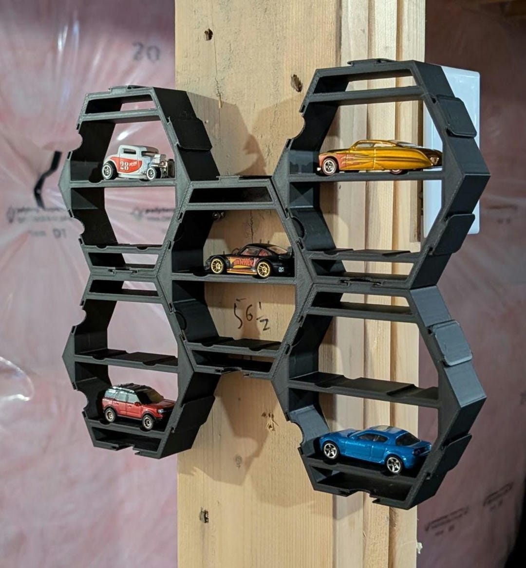Modular Hexagon Hot Wheels Display Shelf: 5-piece Diecast Car Organizer ...