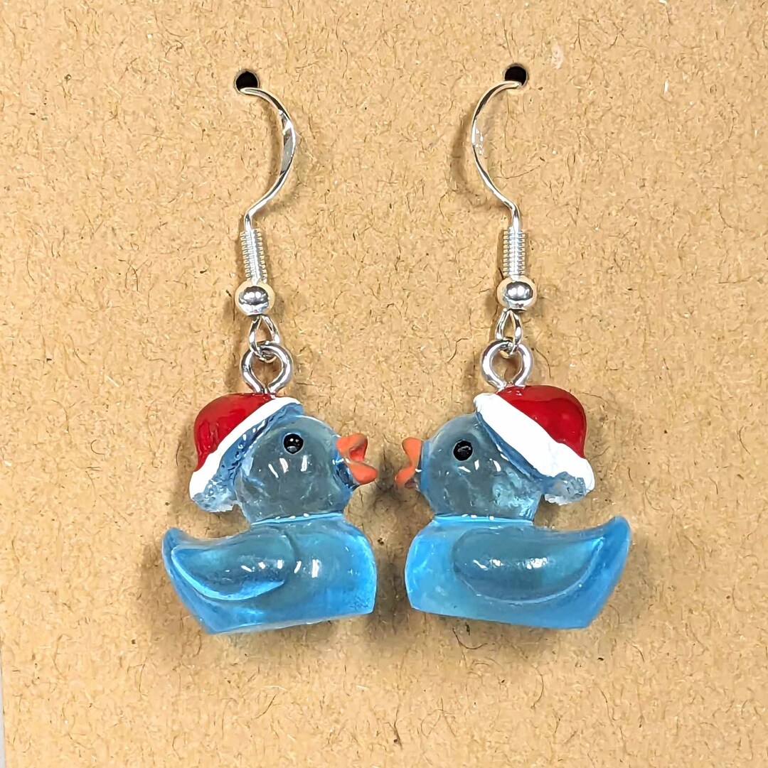 Blue Santa Duck Earrings Christmas Duck Earrings Duck Charm - Etsy