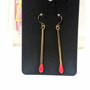 Gold Matchstick Earrings, Large, Matching Earring Wire Gold Color ...