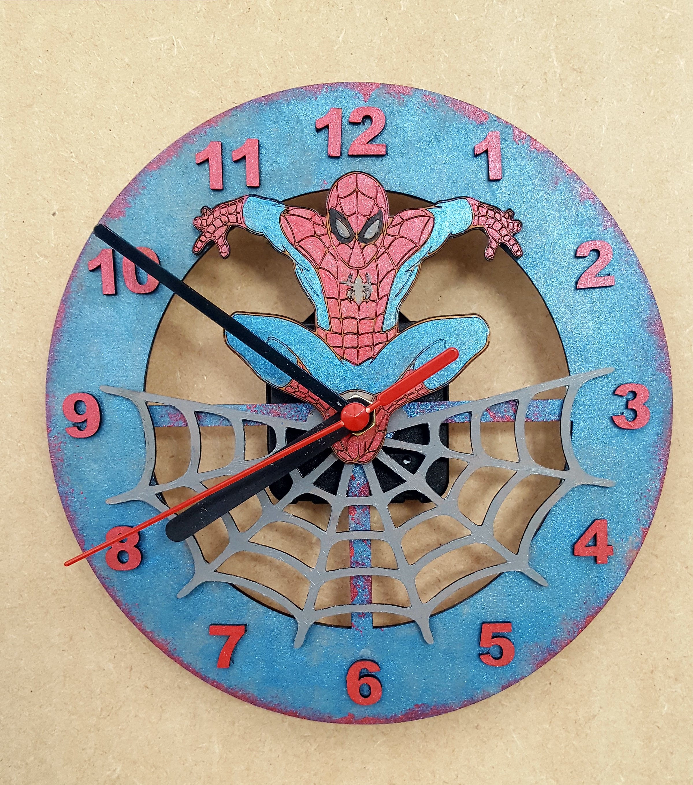 Spiderman Clock Svg Png Lightburn Cricut Xtool Cutting Machines Digital ...