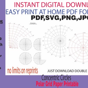 Printable Polar Graph Paper Png Pdf Svg Png Full and Quarter - Etsy UK