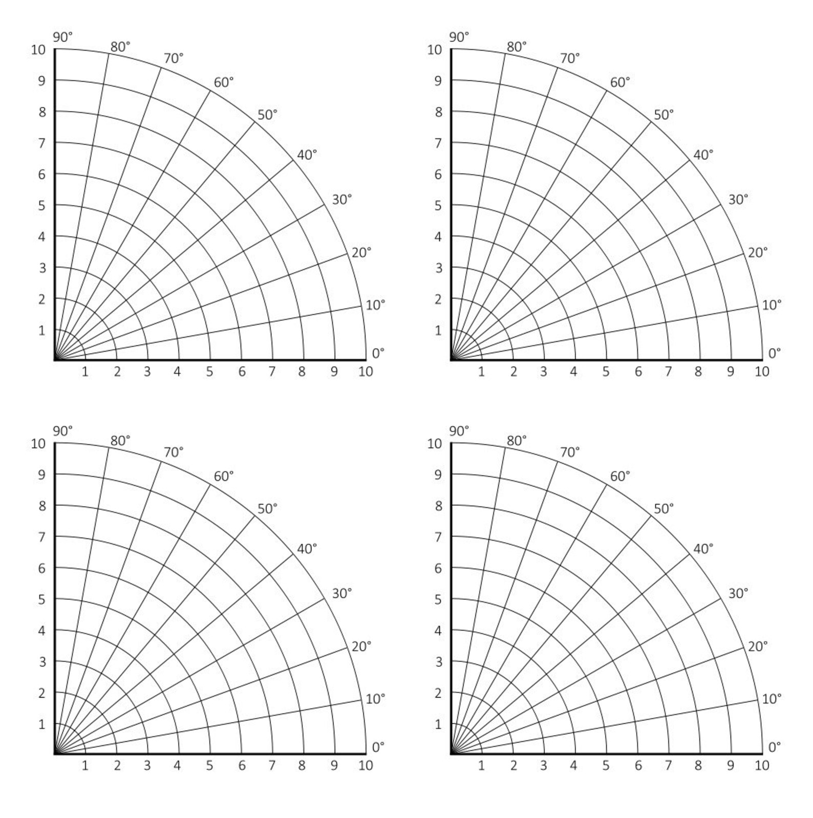 Printable Polar Graph Paper Png Pdf Svg Png Full and Quarter - Etsy UK