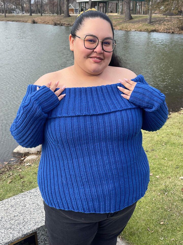Prima Pullover • PDF Knitting Pattern Download for off Shoulder Ribbed ...