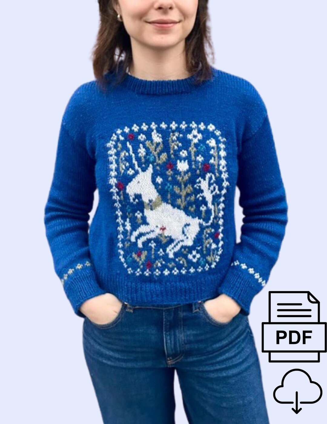 Unicorn Tapestry Sweater KNITTING PATTERN | Colorwork Medieval Sweater ...