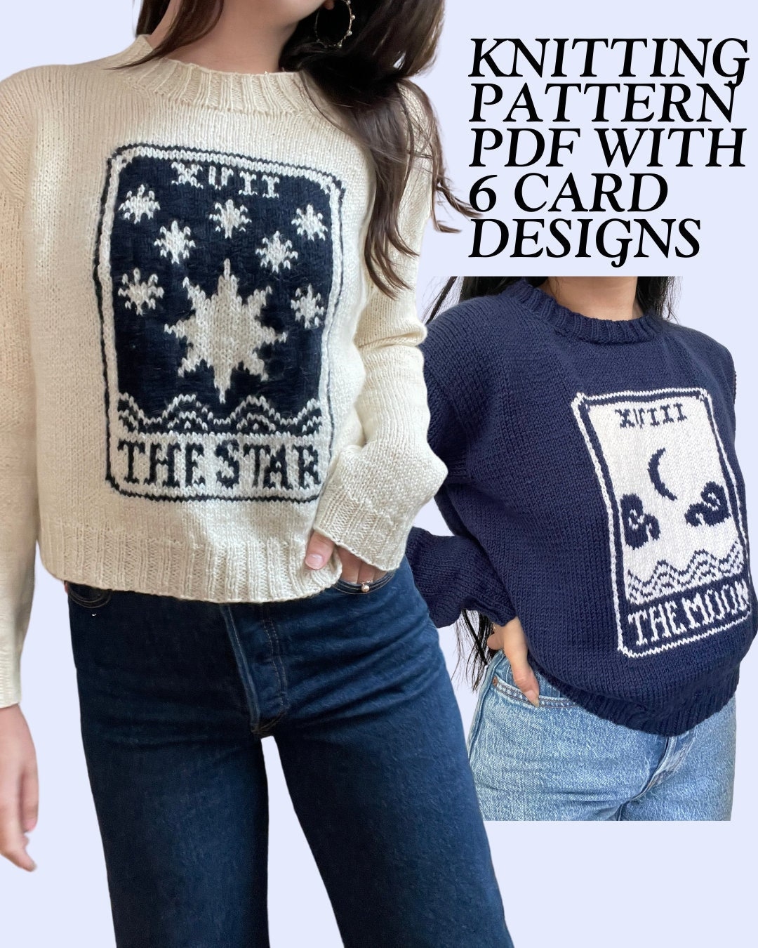 Tarot Card Sweater Knitting Pattern • Stranded Colorwork Top Down Sweater For Intermediate