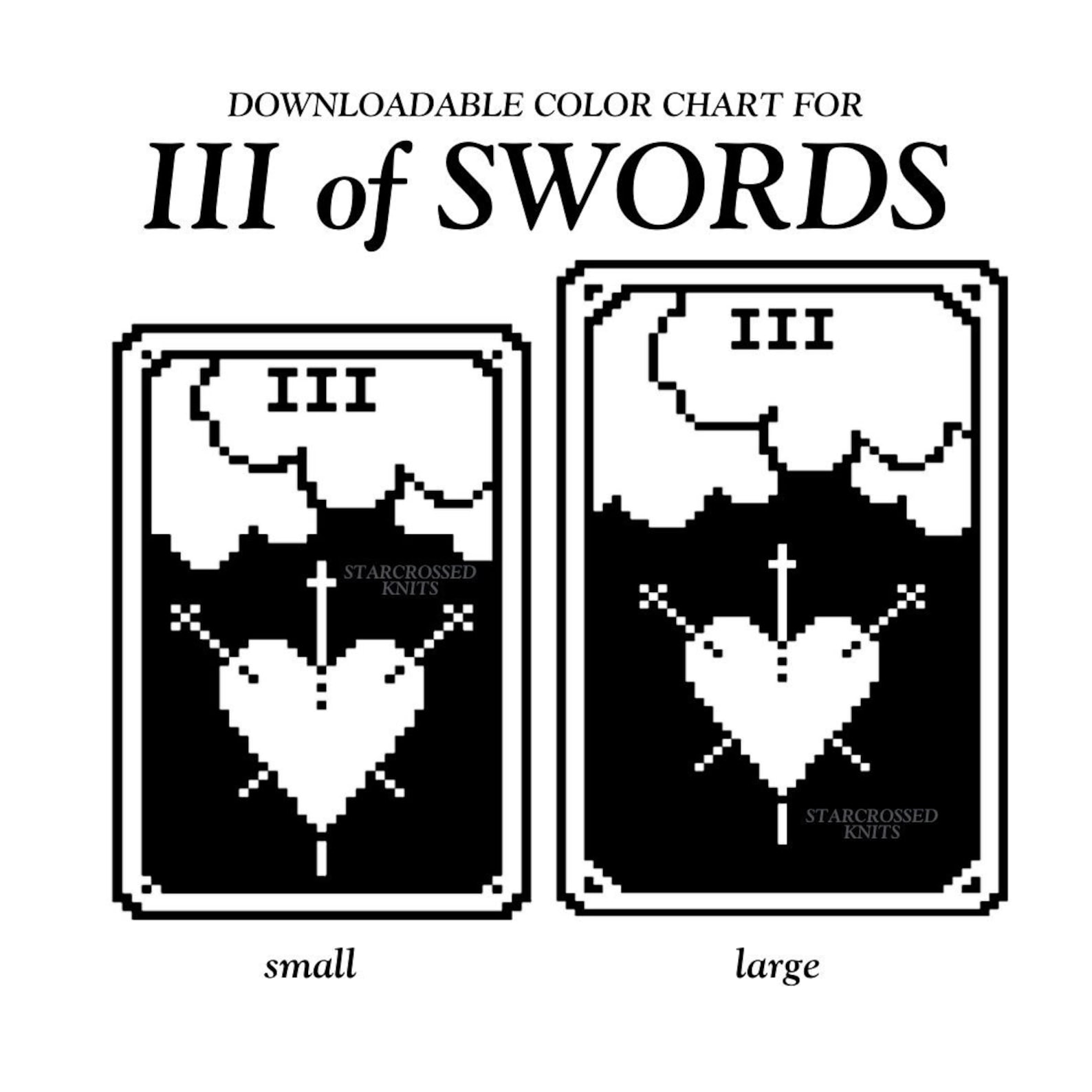 THREE OF SWORDS Tarot Card Color Chart • Digital Download Pdf Color ...