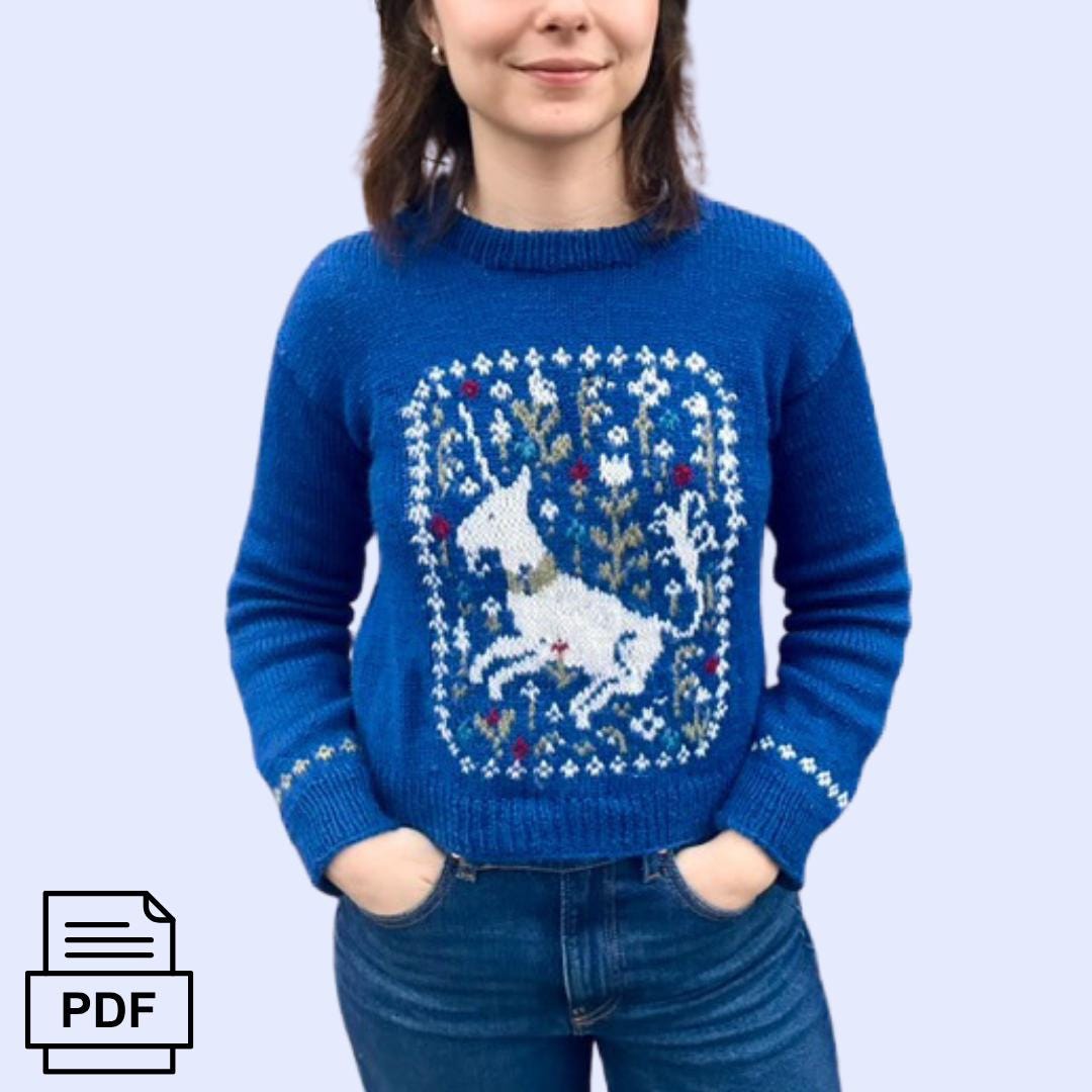 Unicorn Tapestry Sweater KNITTING PATTERN | Colorwork Medieval Sweater ...