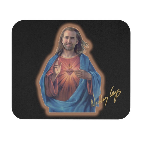 Nicolas Cage Jesus Mouse Pad Gift Nicholas Cage Mousepad Cute - Etsy