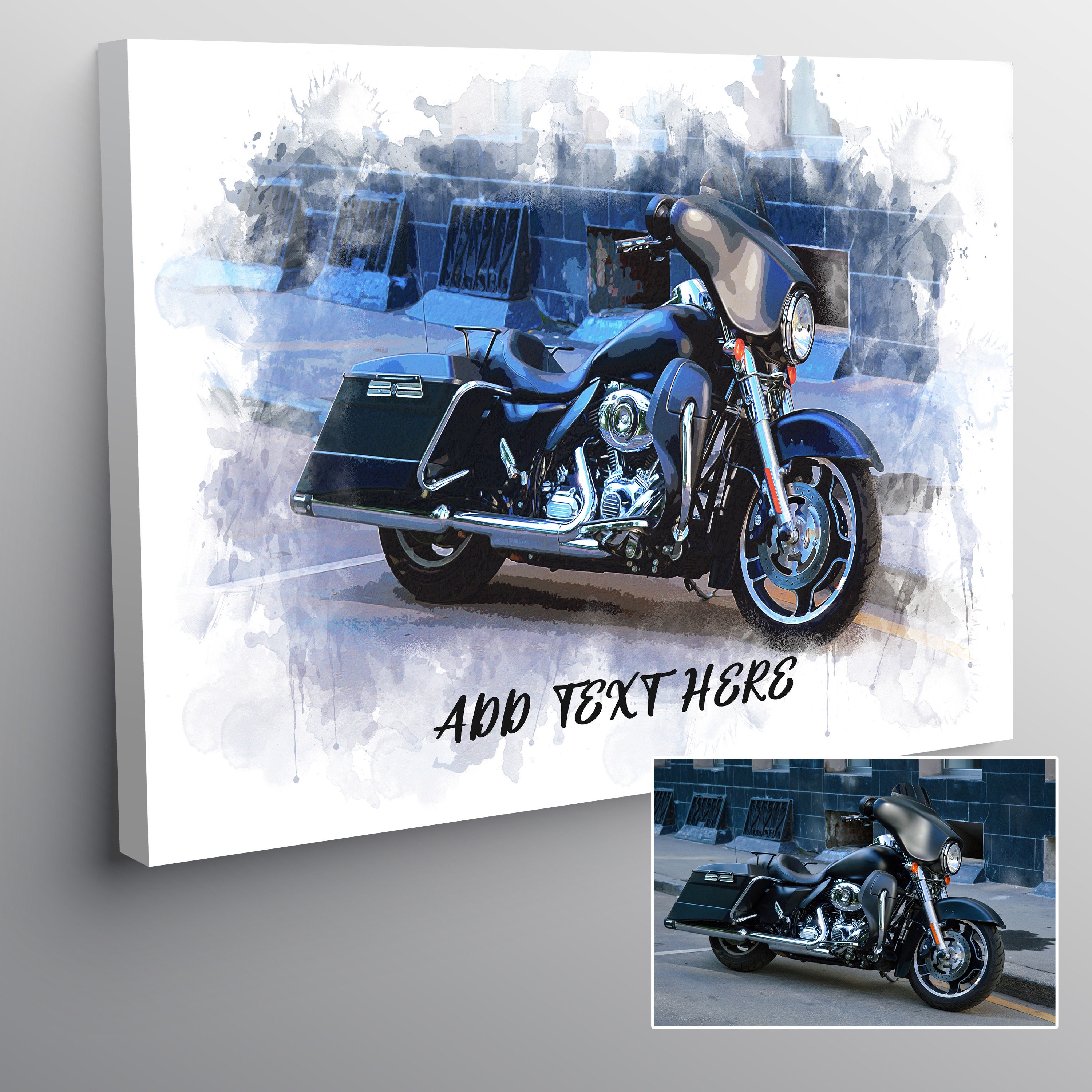 Custom Motorcycle Portrait From Photo Watercolor Portrait - Etsy