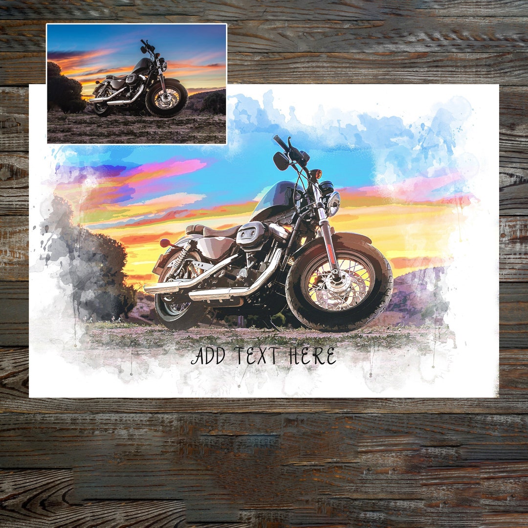 Custom Motorcycle Portrait From Photo, Watercolor Portrait From ...