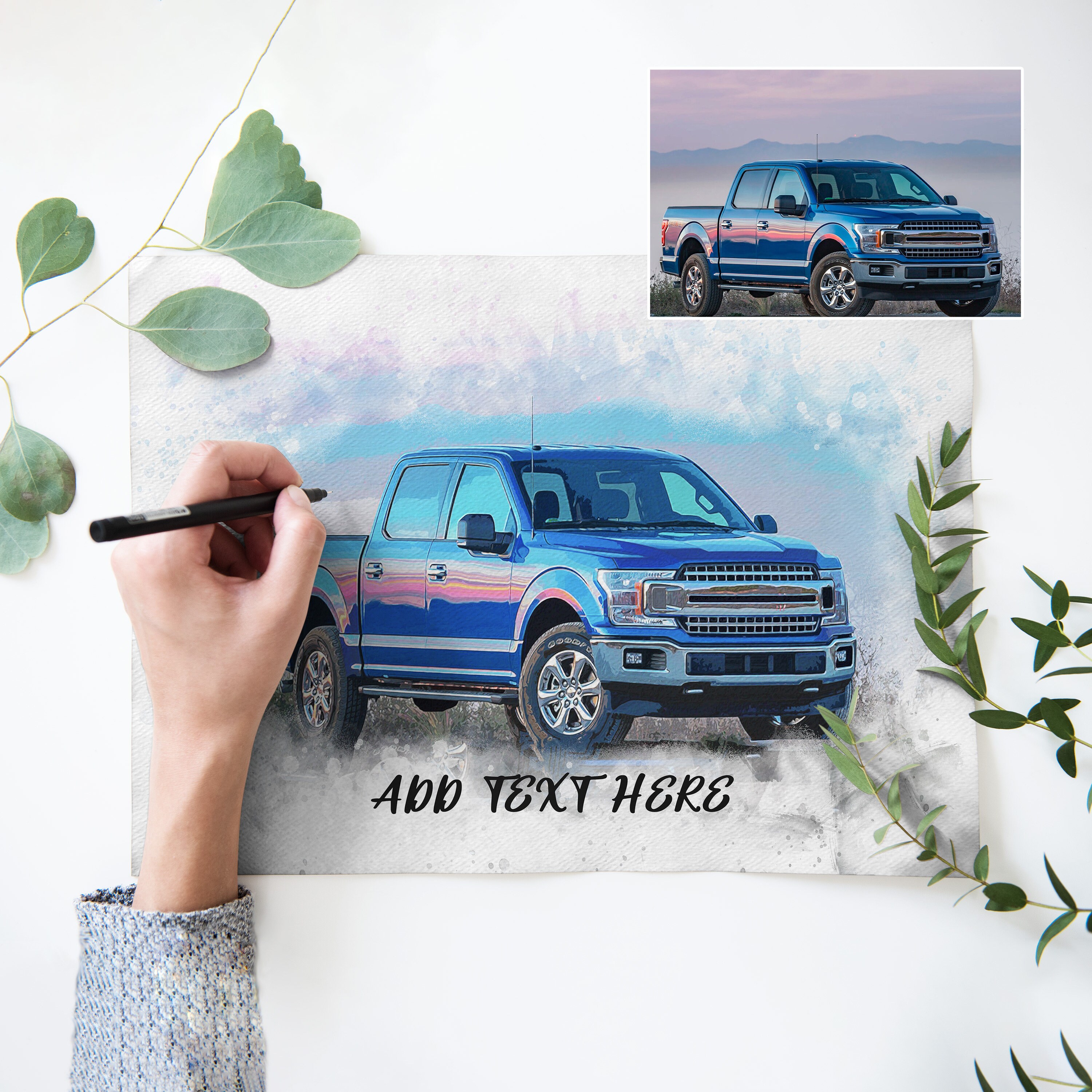 Custom Car Portrait Drawing From Photo Custom Automobile - Etsy