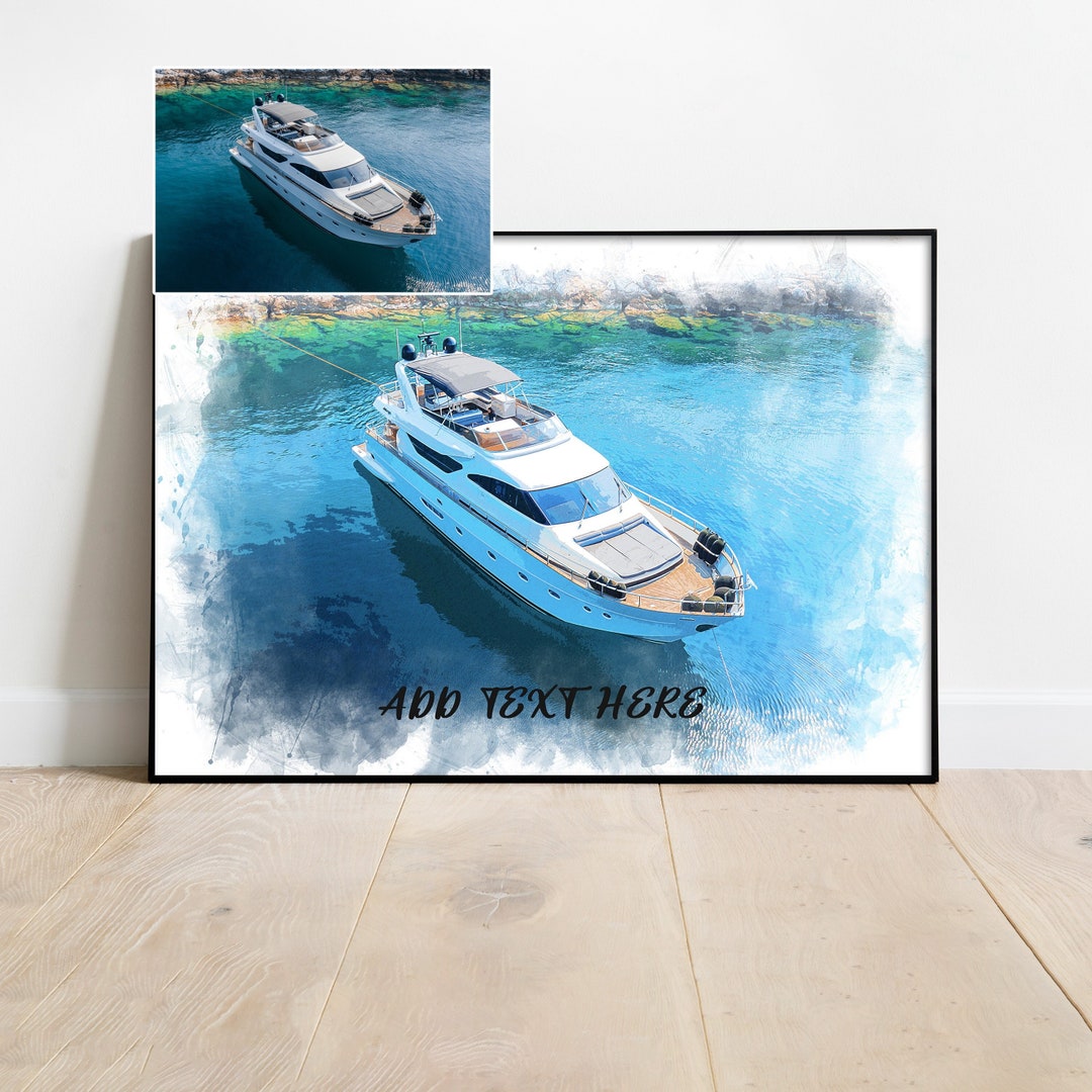 Custom Boat Portrait From Photo, Boat Owner Gifts, Personalized Boat ...
