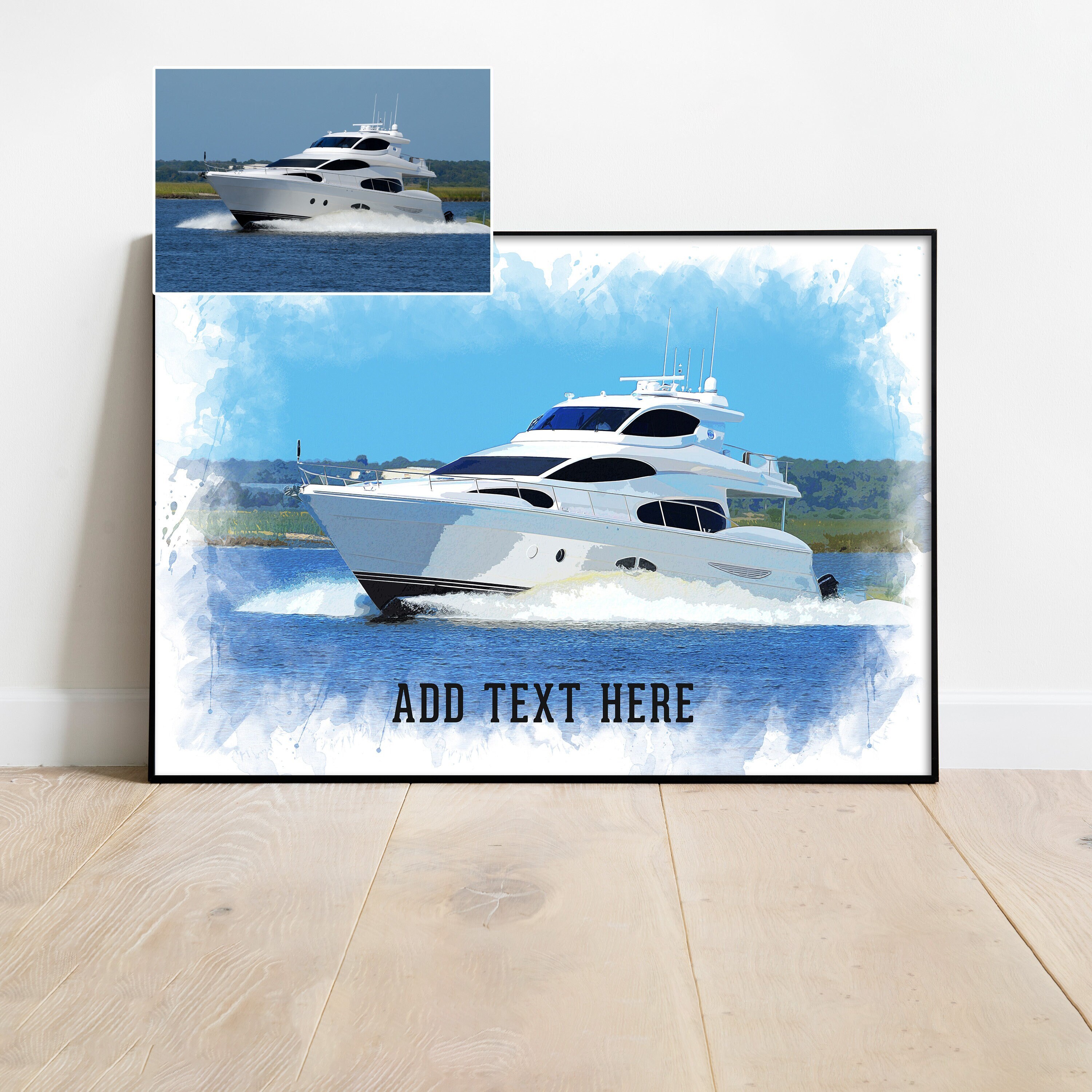 Custom Boat Watercolor Painting Custom Digital Yacht - Etsy