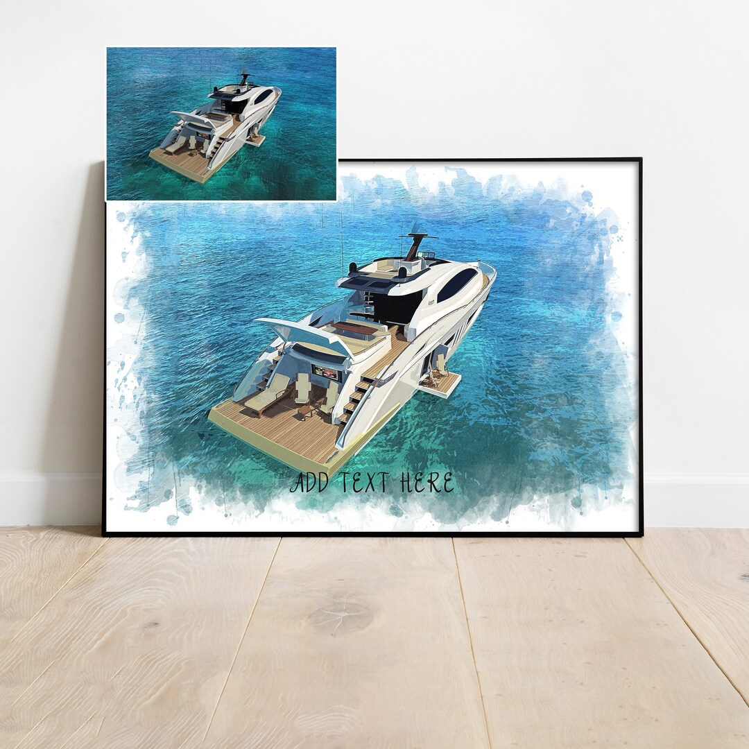 Custom Boat Portrait, Custom Boat Illustration, Custom Boat Drawing ...
