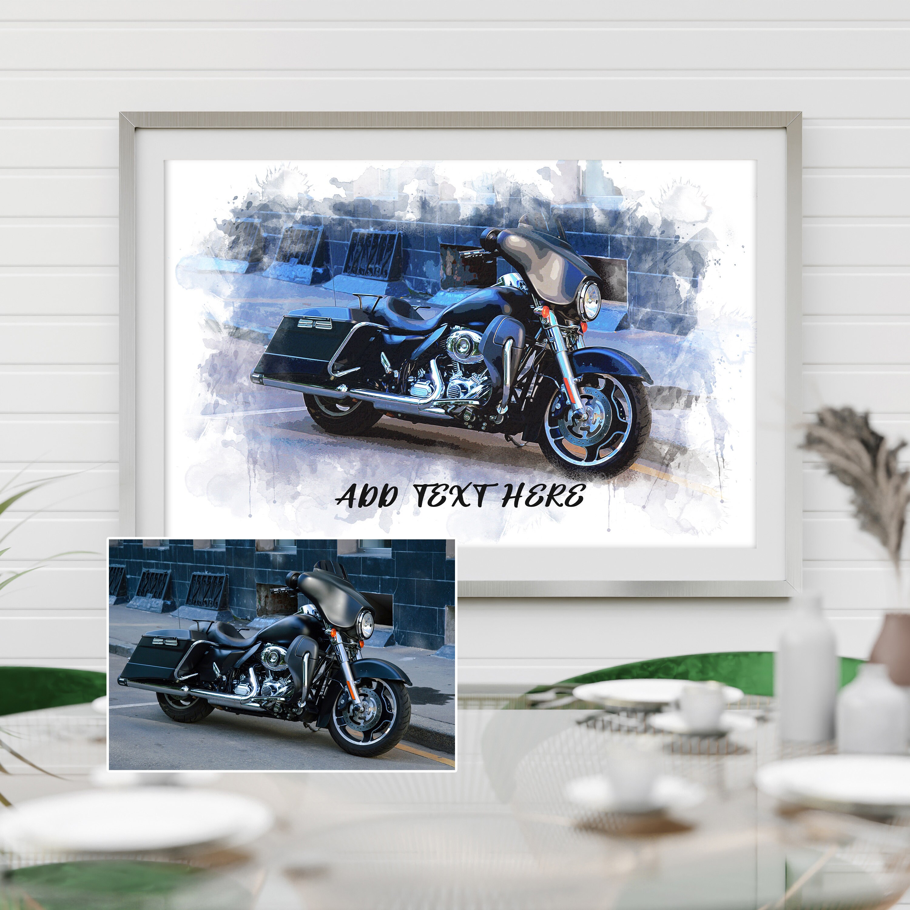 Custom Motorcycle Portrait From Photo Watercolor Portrait - Etsy
