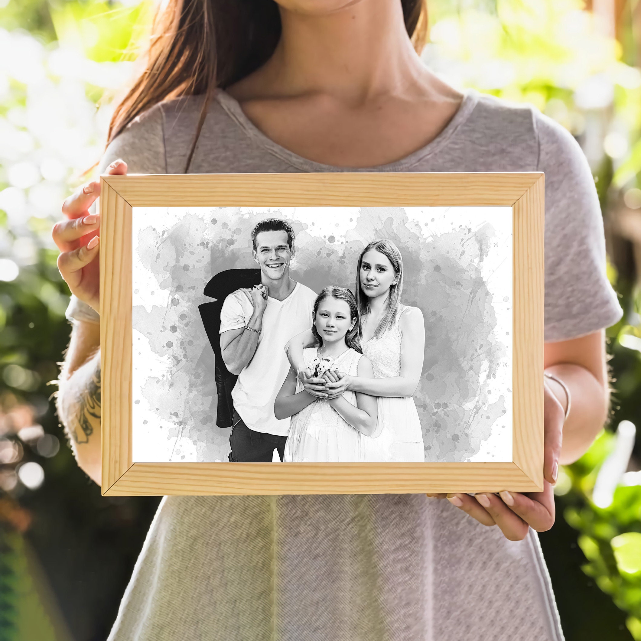 Combine Photos Into a Drawing Add Person to Photo Add - Etsy