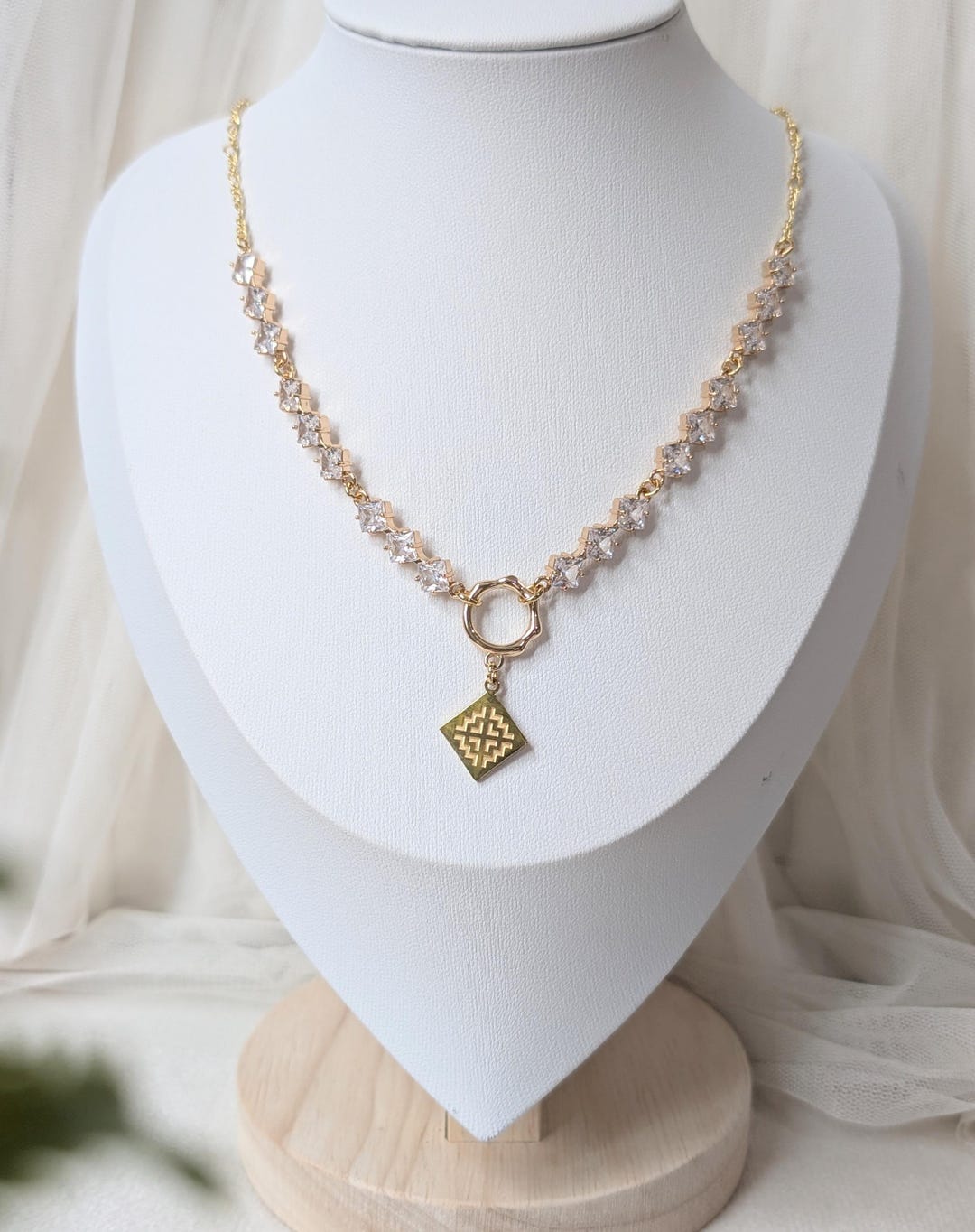 Diamond Cz Paj Ntaub Fancy Hmong Inspired Necklace 18K Gold Plated - Etsy