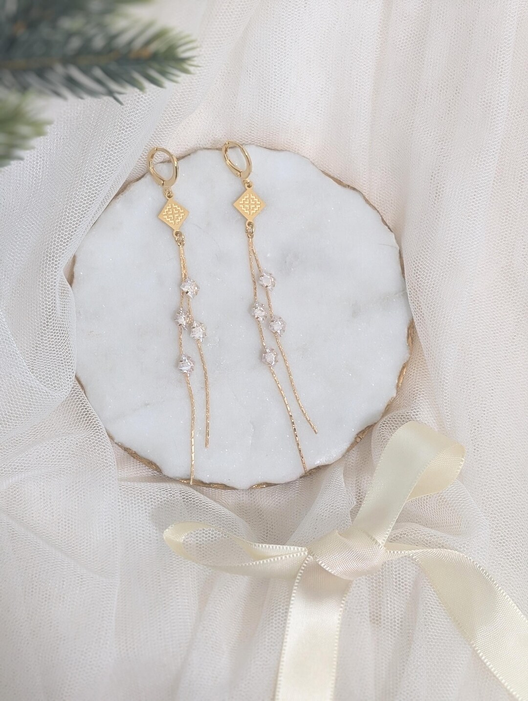 Dainty Micro Charm Diamond Vine Cz Strand Hmong Inspired 18K Gold ...