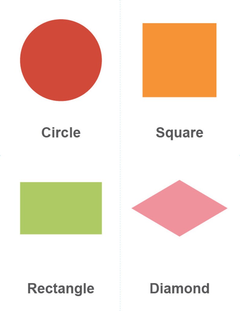 Printable Shape Flashcards, Montessori Materials, Baby First Words - Etsy