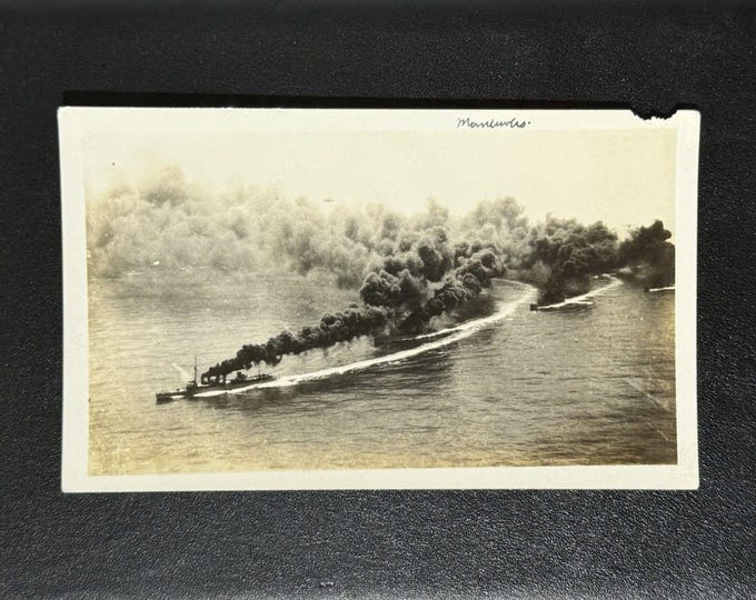 WWI Naval Warship Photograph US Navy - Smoke Screen at Sea - Manoeuvres ...