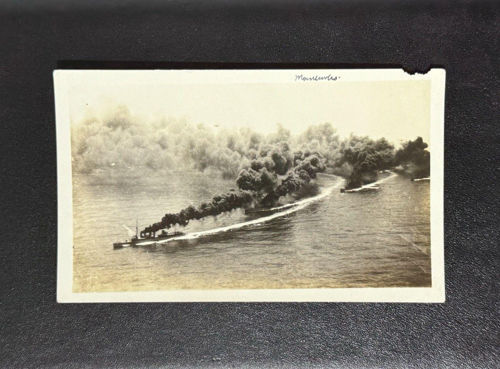 WWI Naval Warship Photograph US Navy - Smoke Screen at Sea - Manoeuvres ...