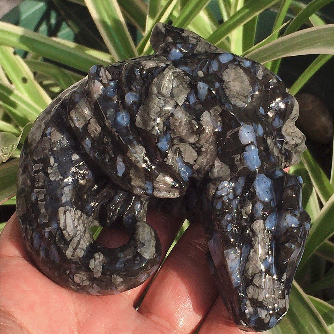 3.5natural Amphibole Quartz Crystal,dragon Skull Carved,crystal Quartz ...