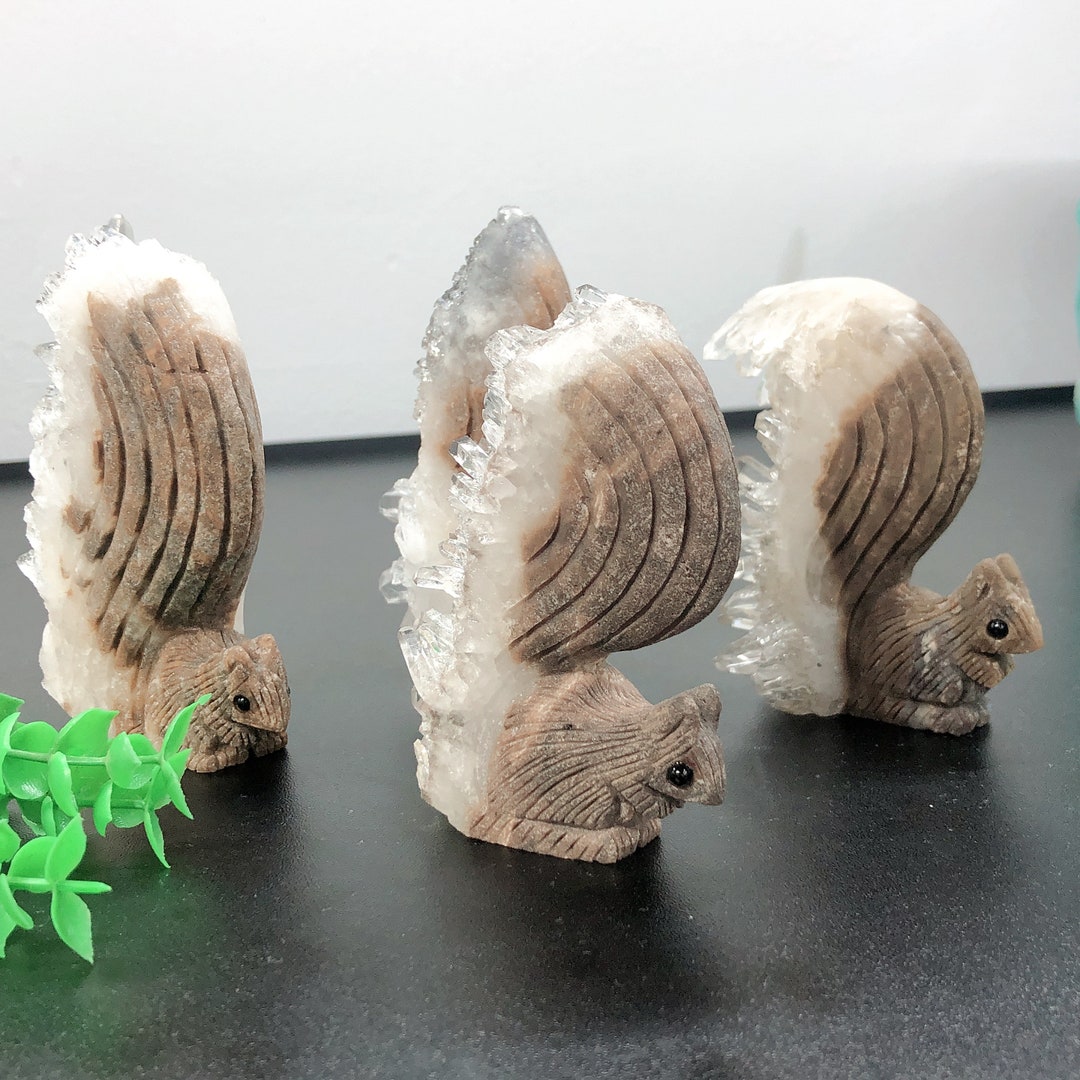 Natural Hand Carved Cluster Squirrel,quartz Crystal,crystal Squirrel ...